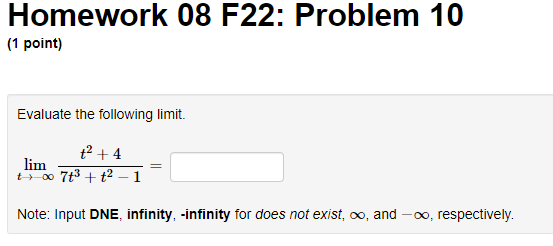 Solved Homework 08 F22: Problem 10 (1 point) Evaluate the | Chegg.com