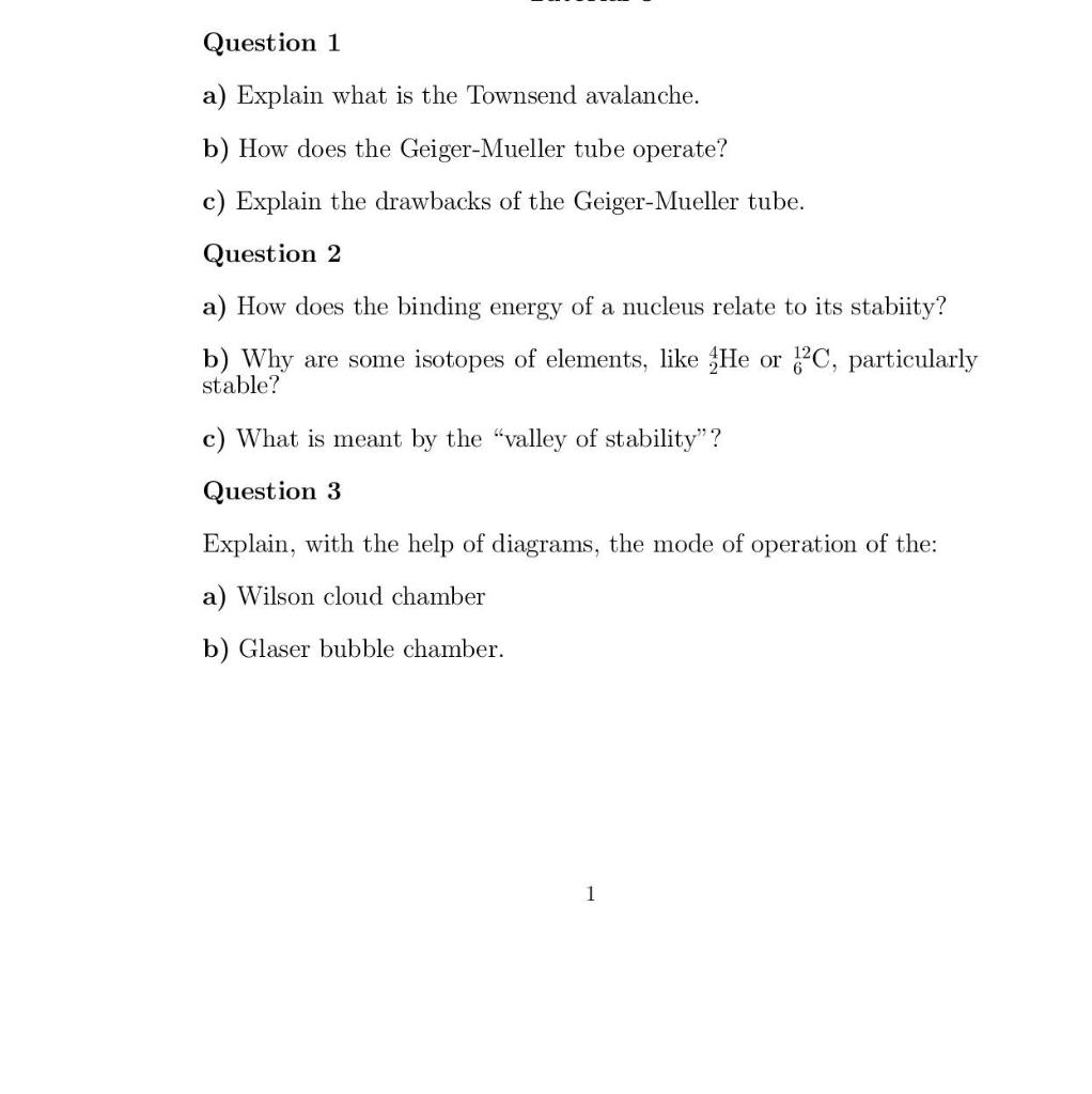 Solved Question 1 a) Explain what is the Townsend avalanche. | Chegg.com