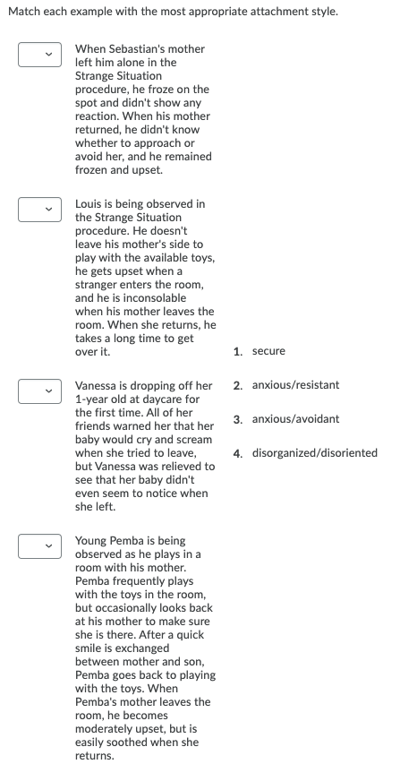 Solved Match each example with the appropriate developmental | Chegg.com