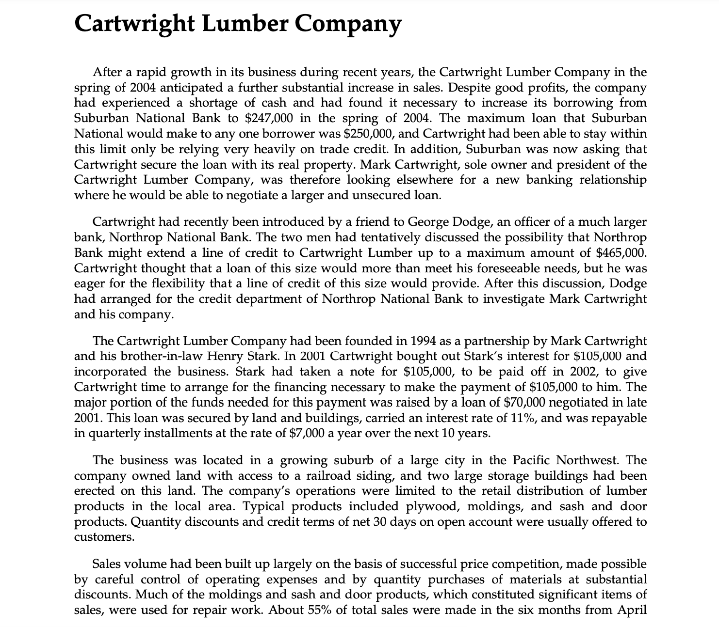 Solved Why does Mr. Cartwright have to borrow money to | Chegg.com