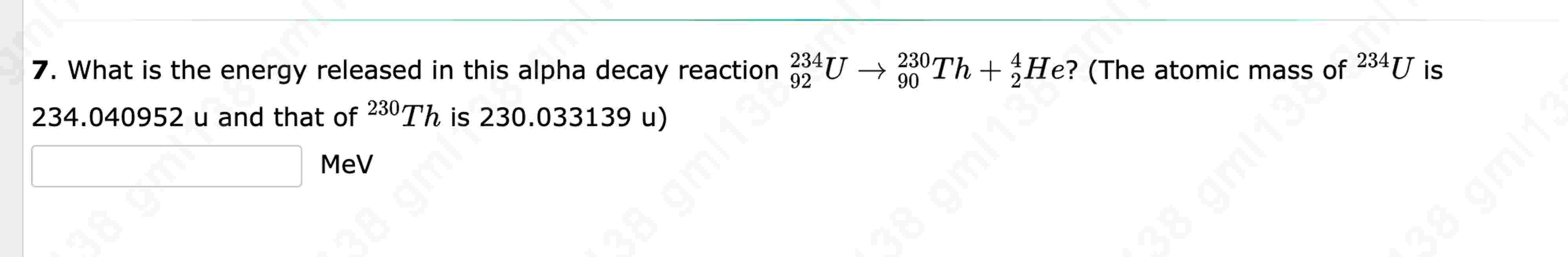 Solved What is ﻿the energy released in ﻿this alpha decay | Chegg.com