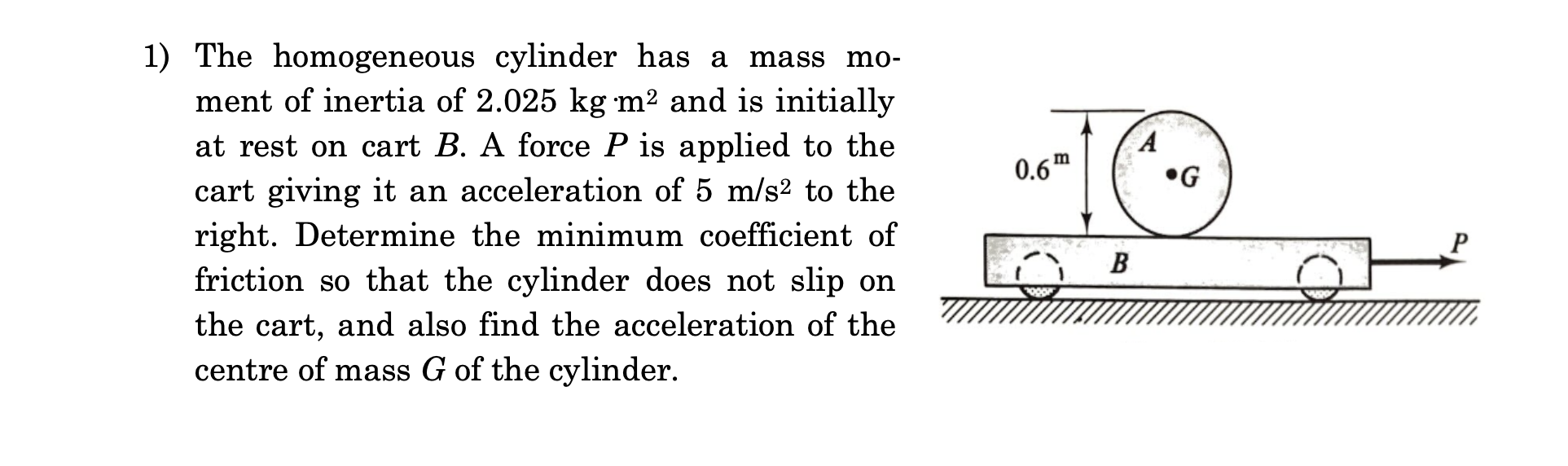 Solved The homogeneous cylinder has a mass mo-ment of | Chegg.com