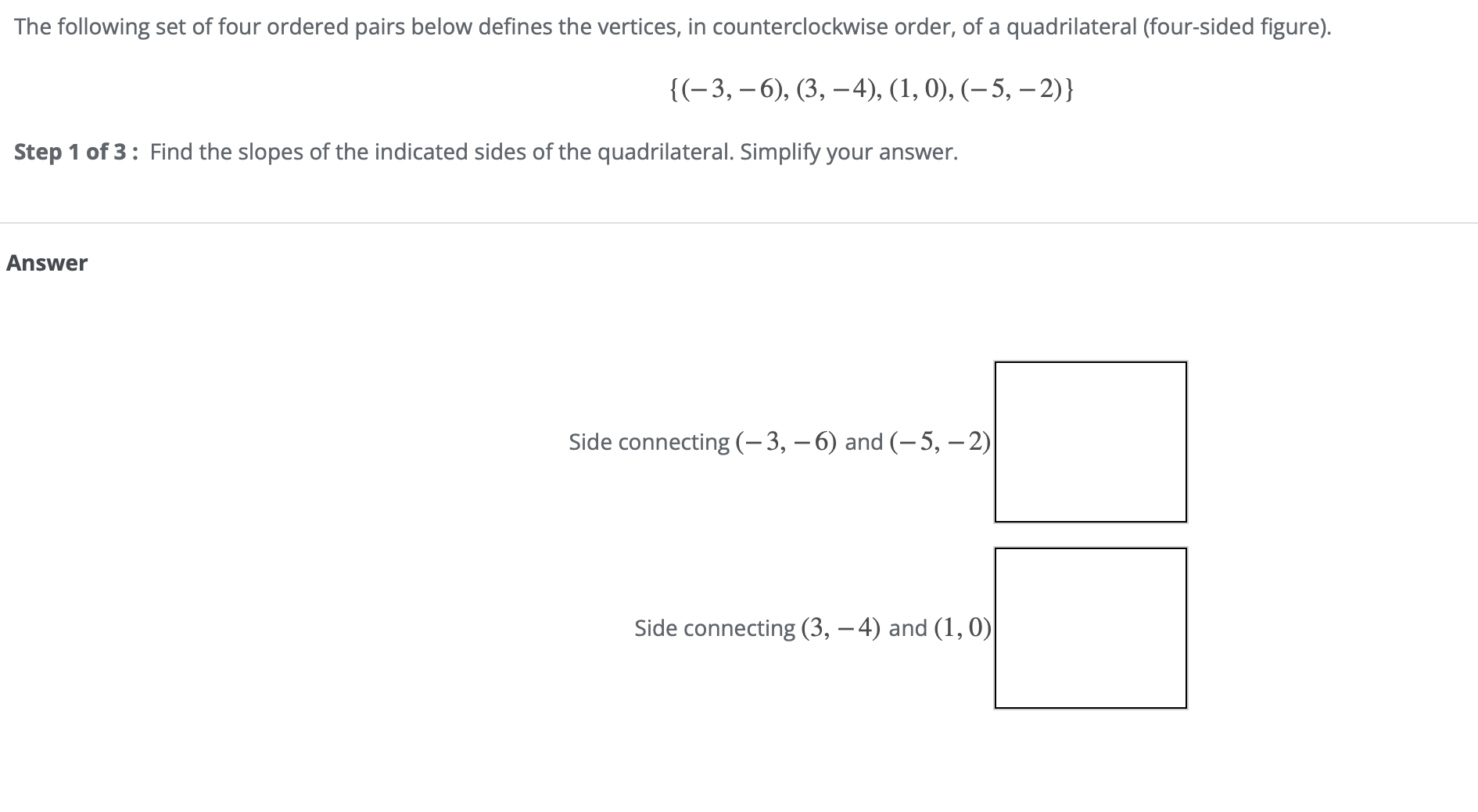 Solved The following set of four ordered pairs below defines | Chegg.com