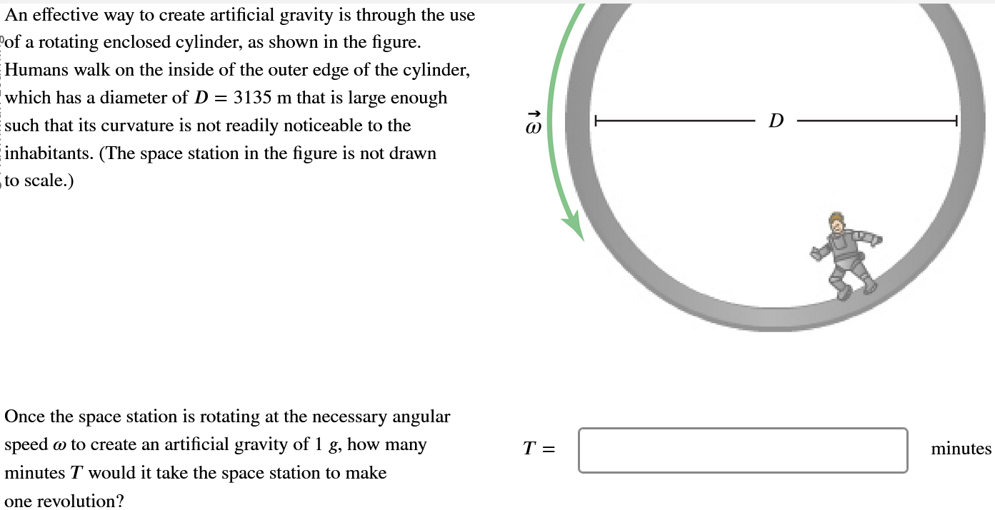 Solved An effective way to create artificial gravity is | Chegg.com