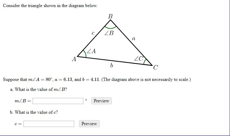 Solved Consider the triangle shown in the diagram below. ZA | Chegg.com