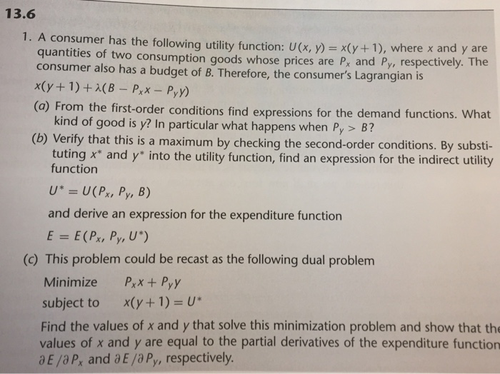 Solved 13.6 1. A consumer has the following utility | Chegg.com