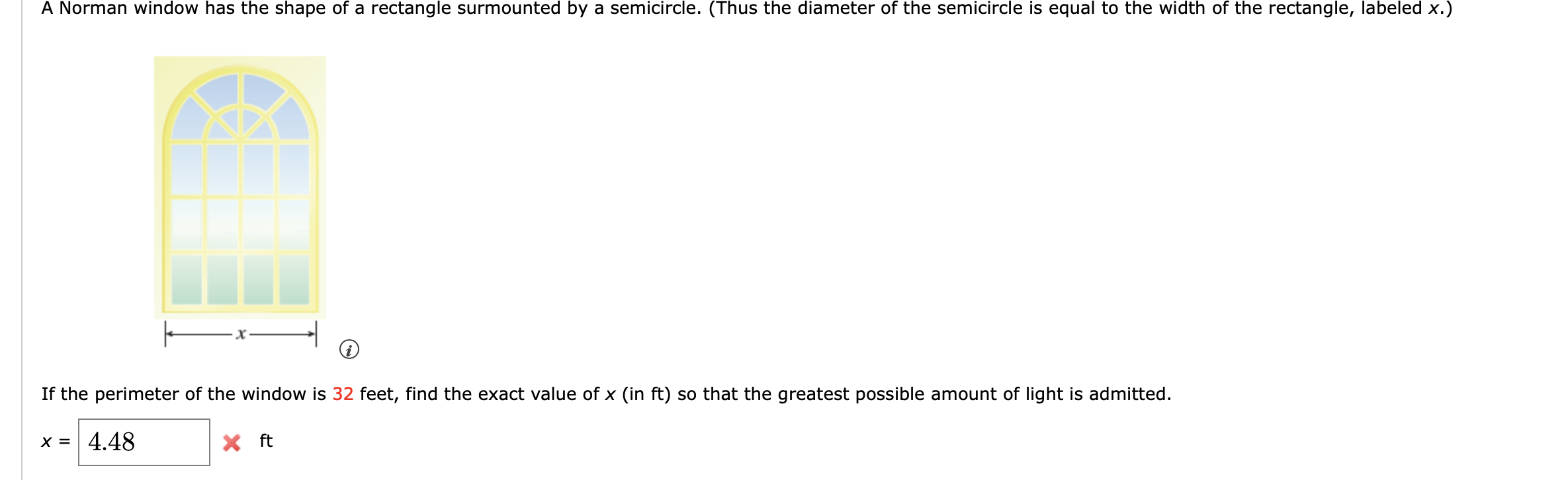 Solved A Norman window has the shape of a rectangle | Chegg.com