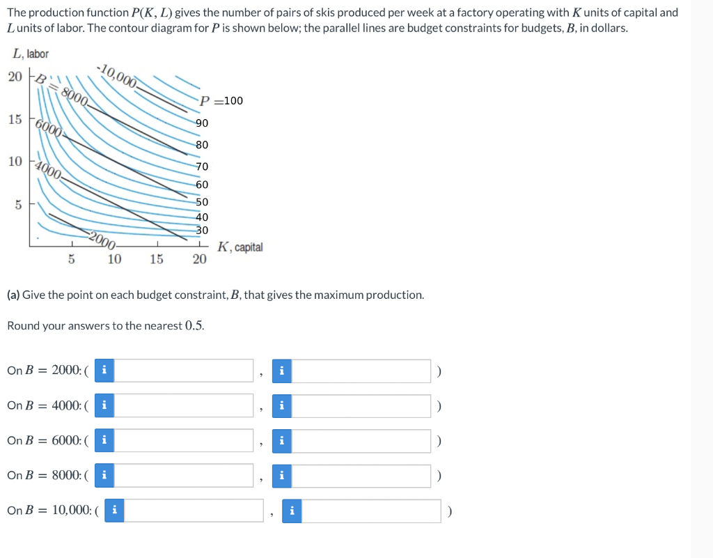 Solved The production function P(K, L) gives the number of | Chegg.com