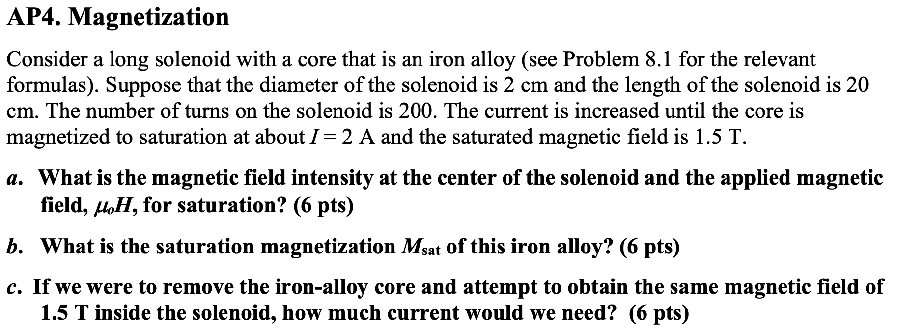 Solved AP4. Magnetization Consider a long solenoid with a | Chegg.com