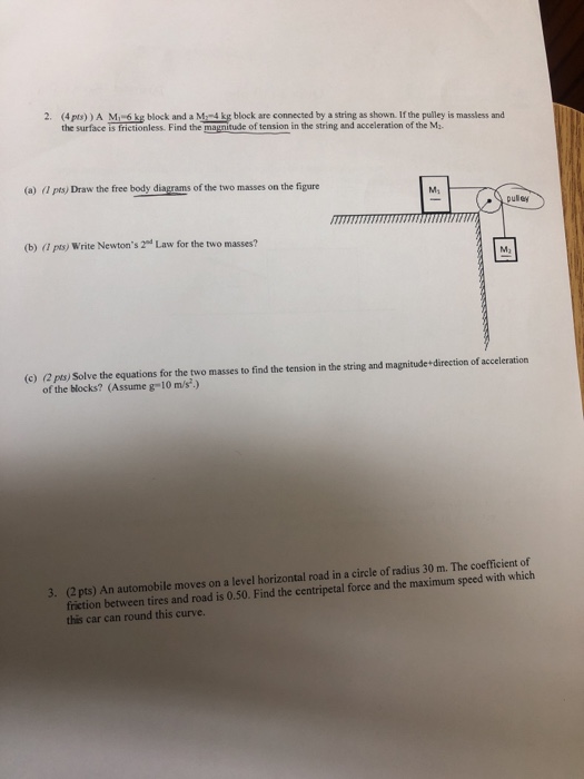 Solved 2. (4pts)) A M6kg block and a M,4kg block are | Chegg.com