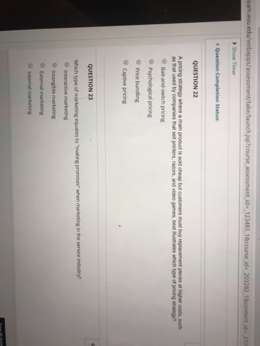 Solved earn wsu.edu/webapps/assessment/take/launch | Chegg.com