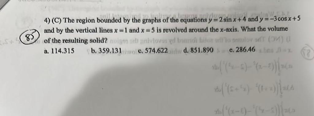 Solved 4) (C) The region bounded by the graphs of the | Chegg.com