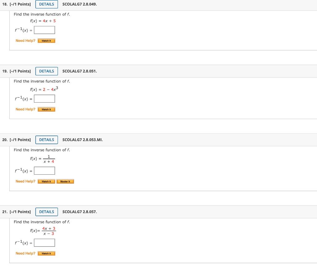 Solved 18. [-/1 Points] DETAILS SCOLALG7 2.8.049. Find the | Chegg.com