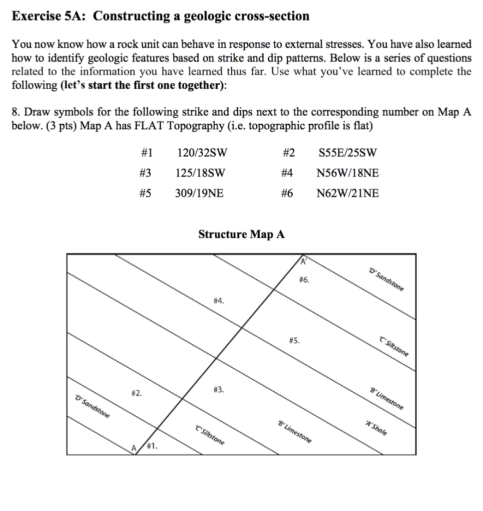 Solved Exercise 5A: Constructing a geologic cross-section | Chegg.com
