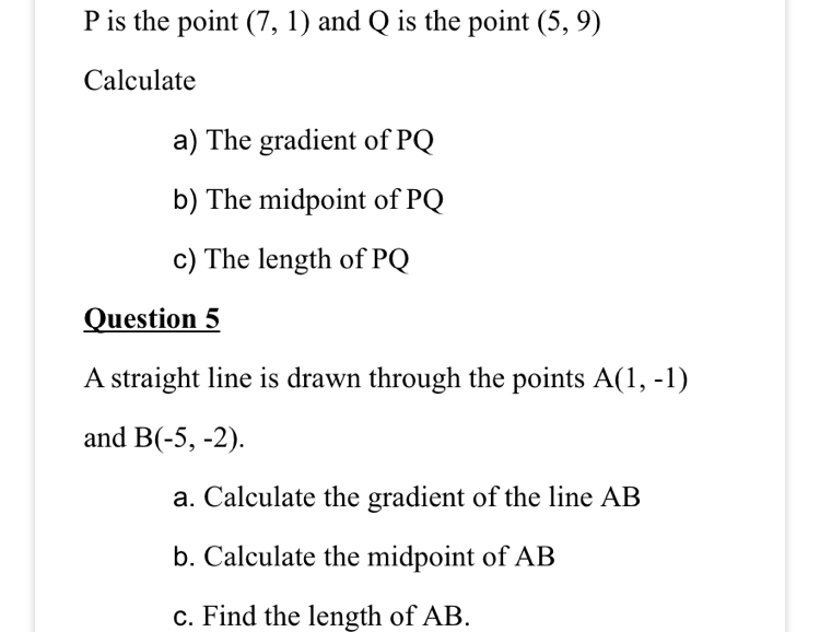 Solved P is the point (7,1) and Q is the point (5,9) | Chegg.com