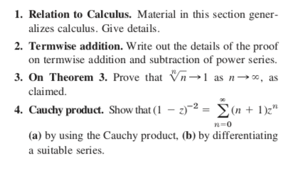 Solved 1. Relation to Calculus. Material in this section | Chegg.com
