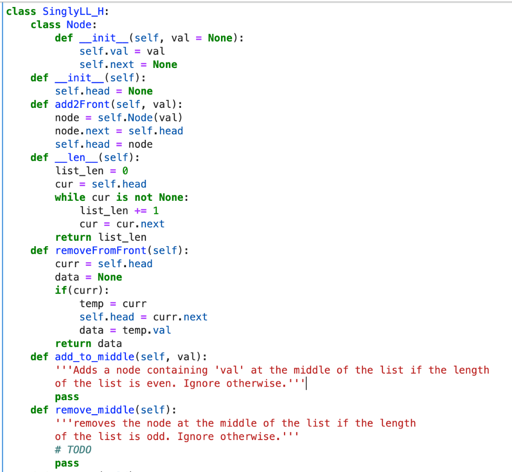 Solved In Python Problem Descriptions: Write a Singly-Linked | Chegg.com