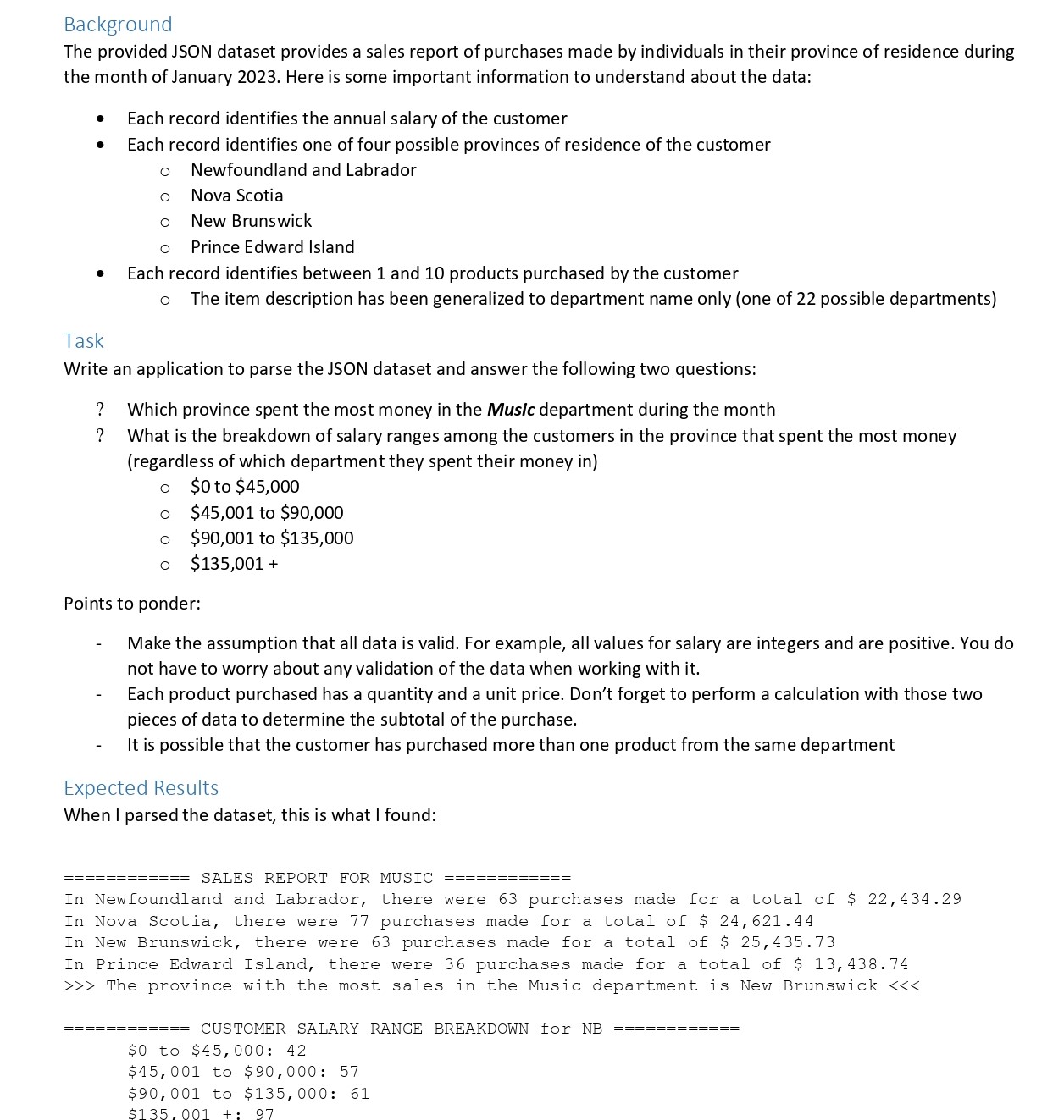 Solved The provided JSON dataset provides a sales report of | Chegg.com