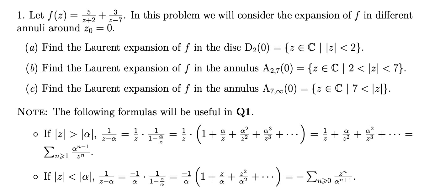 Solved 1. Let f(z)=z+25+z−73. In this problem we will | Chegg.com