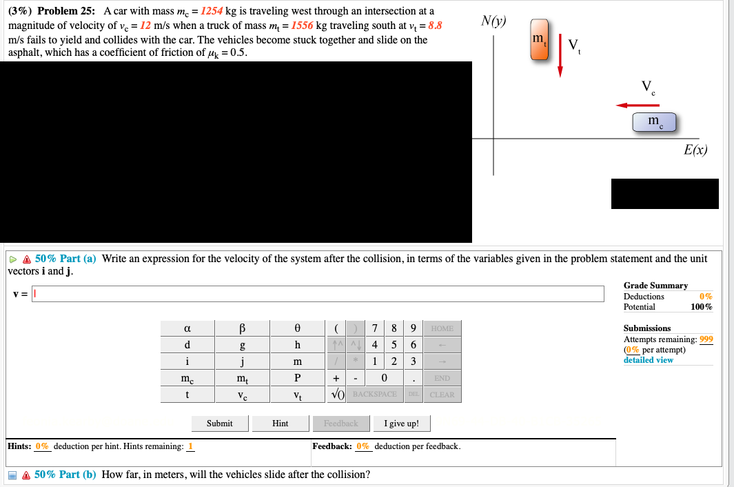 Solved (3\%) Problem 25: A car with mass mc=1254 kg is | Chegg.com
