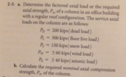 Solved 2-3. Determine the factored axial load or the | Chegg.com