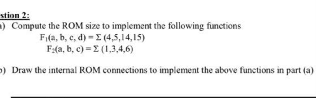 Solved -stion 2: 1) Compute the ROM size to implement the | Chegg.com