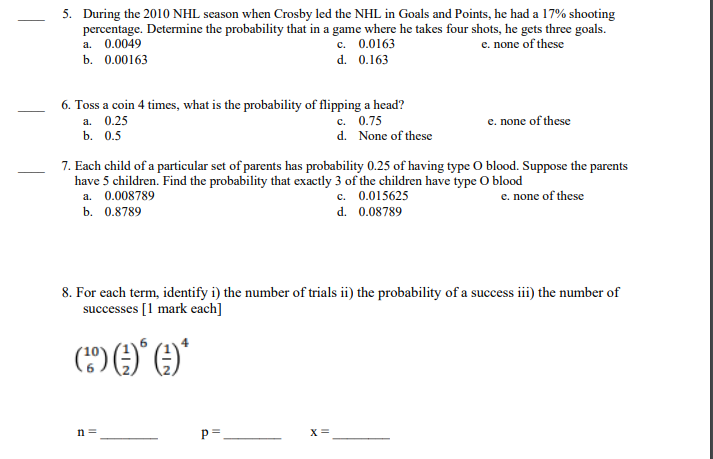 Solved 5. During the 2010 NHL season when Crosby led the NHL | Chegg.com