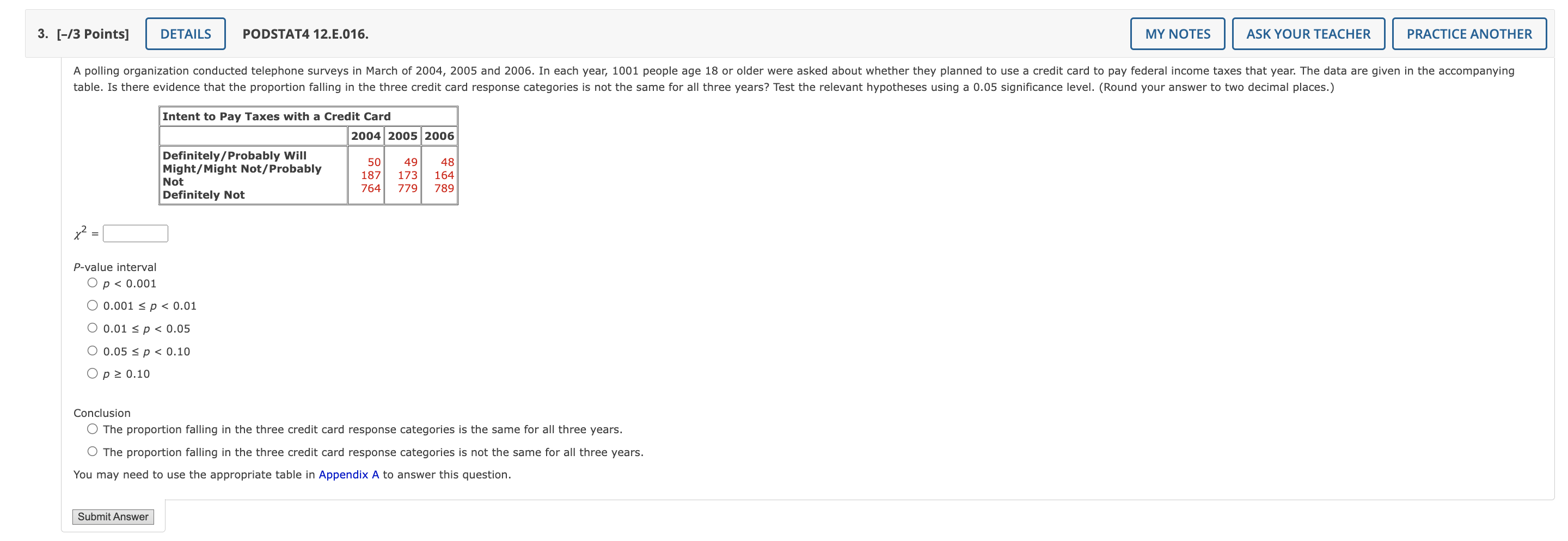 Solved -/3 Points] PODSTAT4 12.E.016. A polling organization | Chegg.com