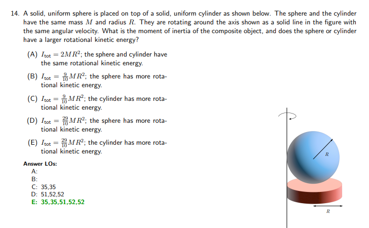 Solved 14. A solid, uniform sphere is placed on top of a | Chegg.com