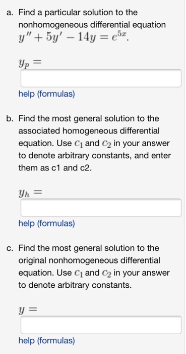 Solved Find a particular solution to the nonhomogeneous | Chegg.com