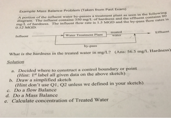 Solved Example Mass Balance Problem (Taken from Past Exam) | Chegg.com