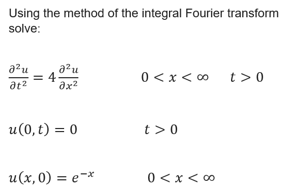 Solved Using the method of the integral Fourier transform | Chegg.com