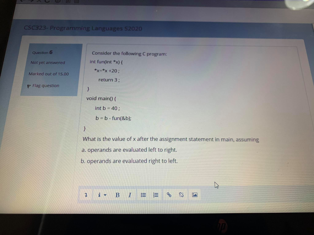 Solved CSC323- Programming Languages S2020 Question 6 Not | Chegg.com