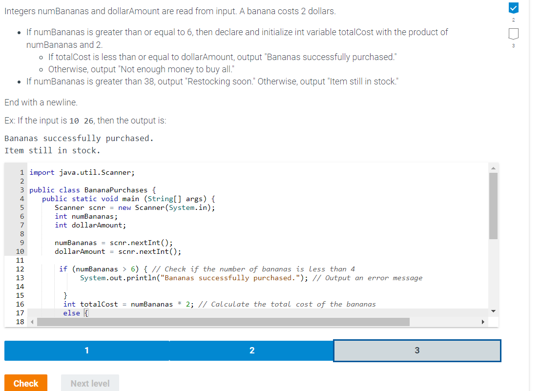 Integers numBananas and dollarAmount are read from | Chegg.com