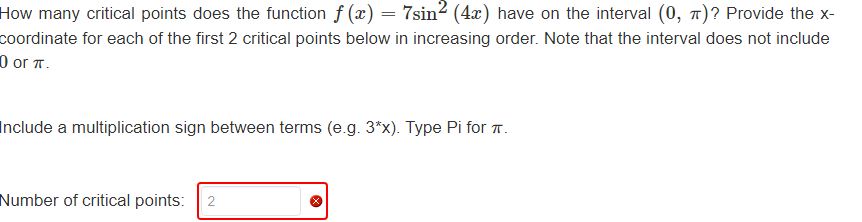 Solved How many critical points does the function | Chegg.com