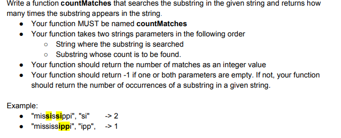 Solved Write a function in C++ named countMatches that | Chegg.com