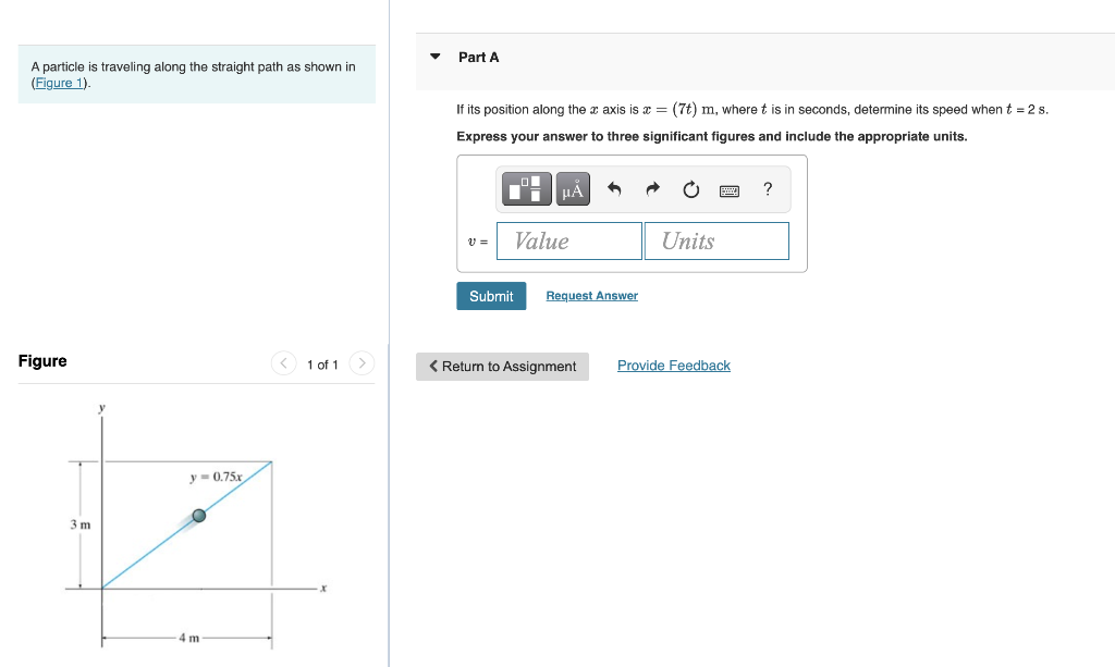 Solved A particle is traveling along the straight path as | Chegg.com