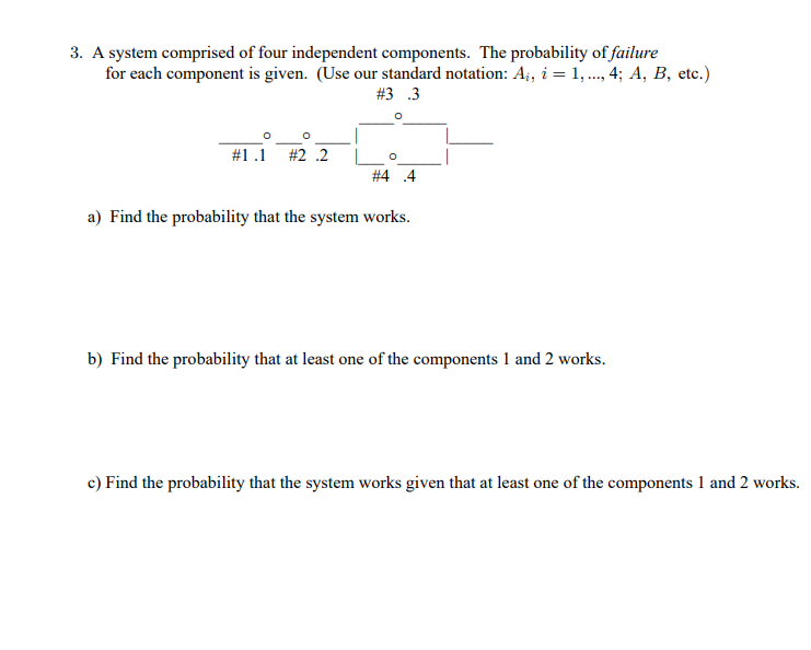 Solved 3. A system comprised of four independent components. | Chegg.com