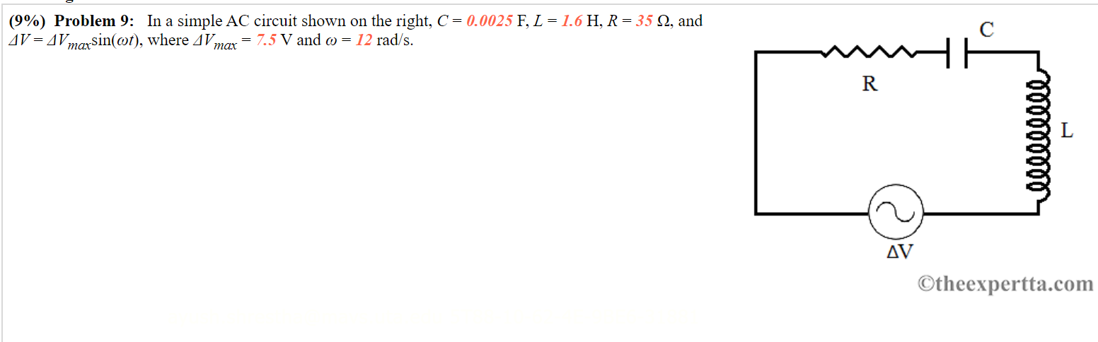 Solved A 10% Part (a) Express the capacitive reactance, Xc, | Chegg.com