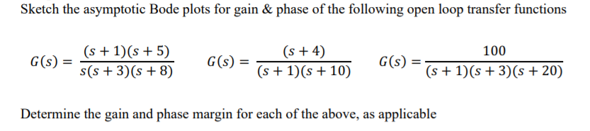 Solved Sketch the asymptotic Bode plots for gain & phase of | Chegg.com