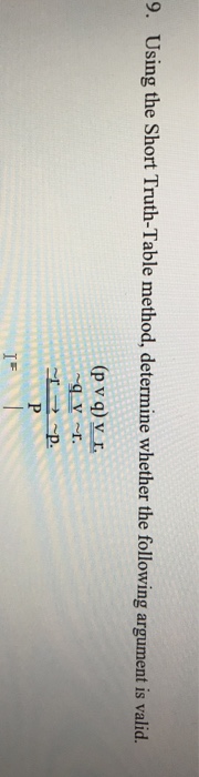 Solved 9. Using the Short Truth-Table method, determine | Chegg.com