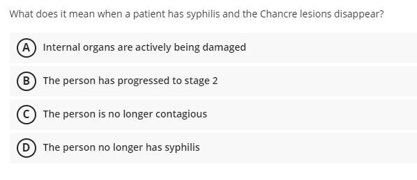 Solved What does it mean when a patient has syphilis and the | Chegg.com