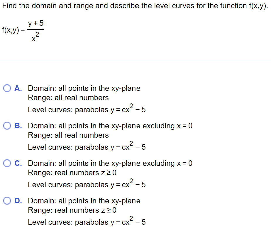 Solved Find the domain and range and describe the level | Chegg.com