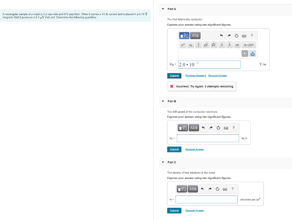 Solved A rectangular sample of a metal is 3.2 cm wide and | Chegg.com