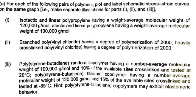 Solved (a) For each of the following pairs of polymers, plot | Chegg.com