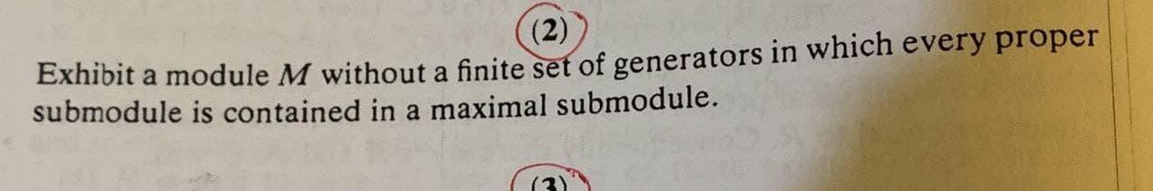 Solved (2) Exhibit a module M without a finite set of | Chegg.com