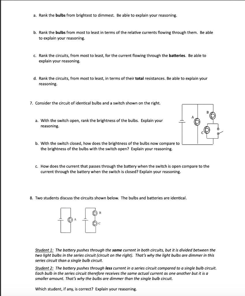 Questions 1-3: Draw the circuit diagrams, using | Chegg.com