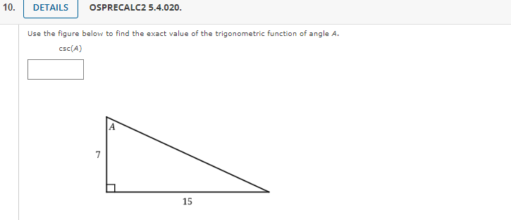 Solved OSPRECALC2 5.4.020.Use the figure below to find the | Chegg.com