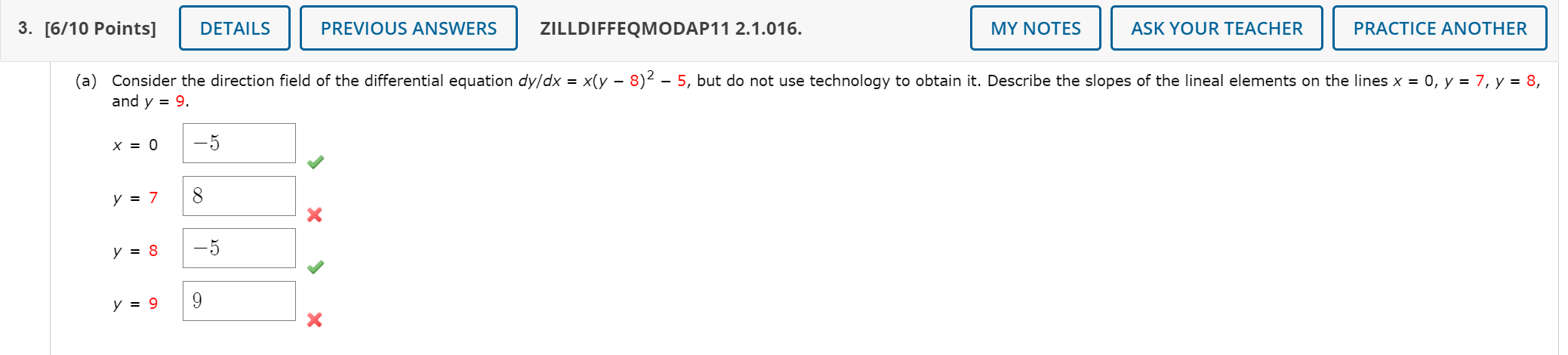 Solved 3. [6/10 Points] DETAILS PREVIOUS ANSWERS | Chegg.com