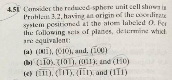 Solved 4.51 Consider the reduced-sphere unit cell shown in | Chegg.com